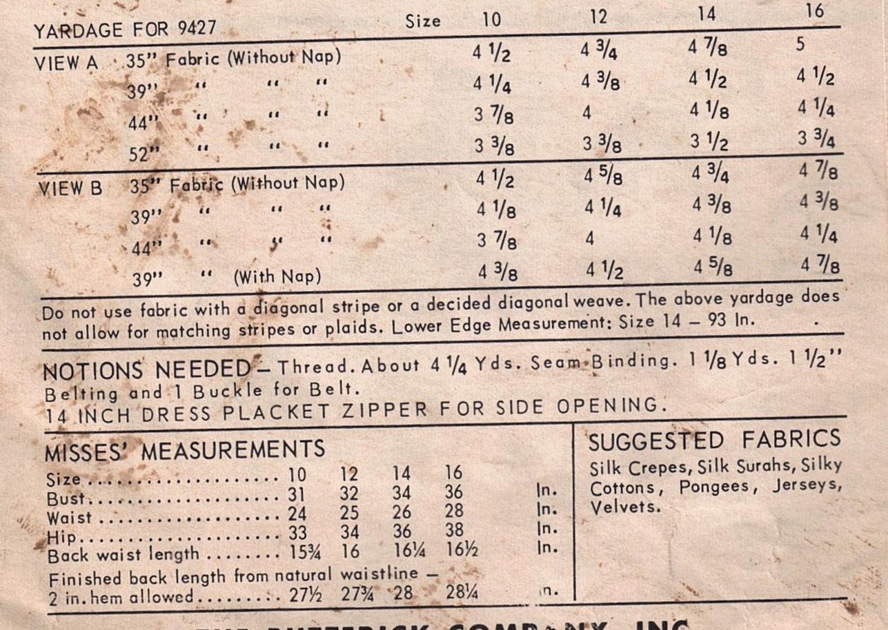 1960's Butterick Dress Pattern 9427 Size 16 Complete & Uncut - Etsy