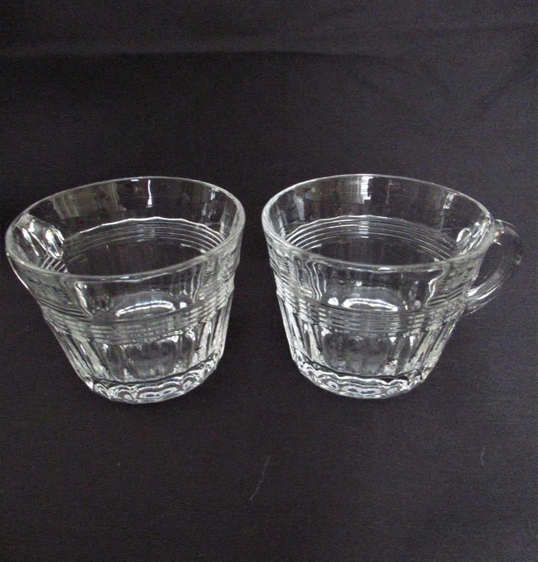 2 Vintage Heisey Banded Flute Clear Punch Cups 2 1/8" Tall Excellent ...