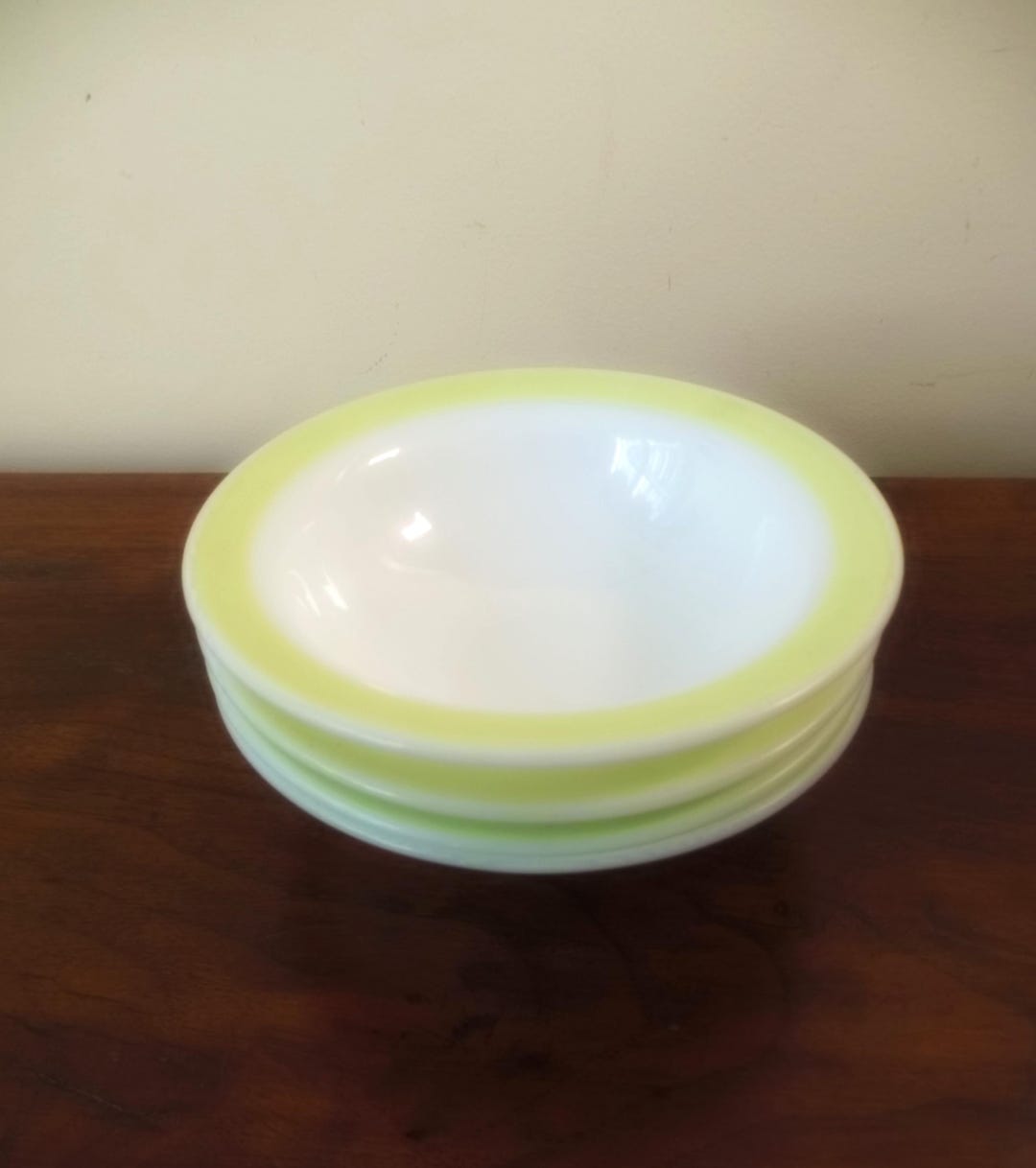 Pyrex Lime Green Banded Cereal Bowls 6 1/4 Diameter, Set of 4, Nice ...