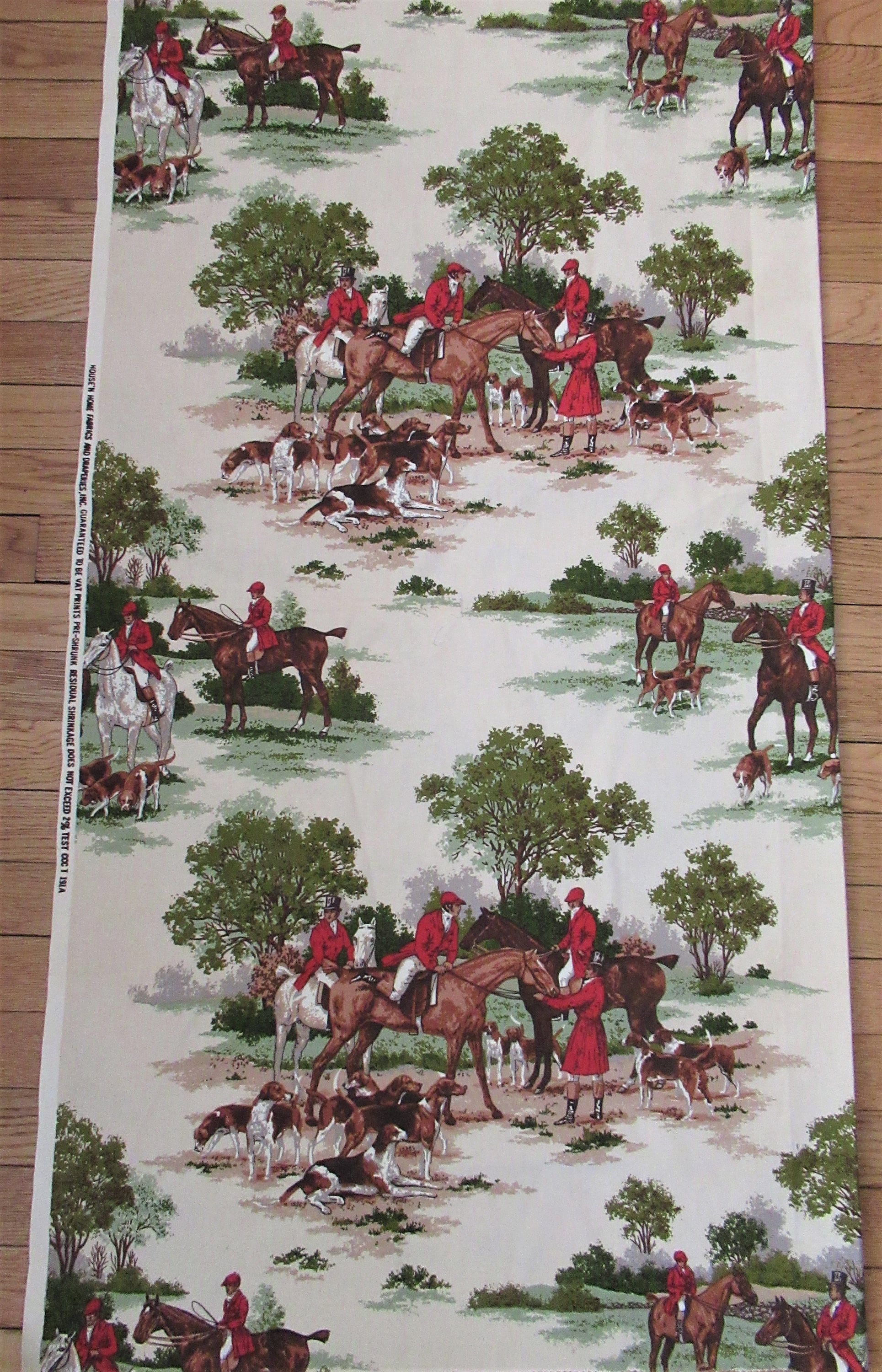Mid-century Fox Hunt Fabric House 'n Home 25 W X - Etsy