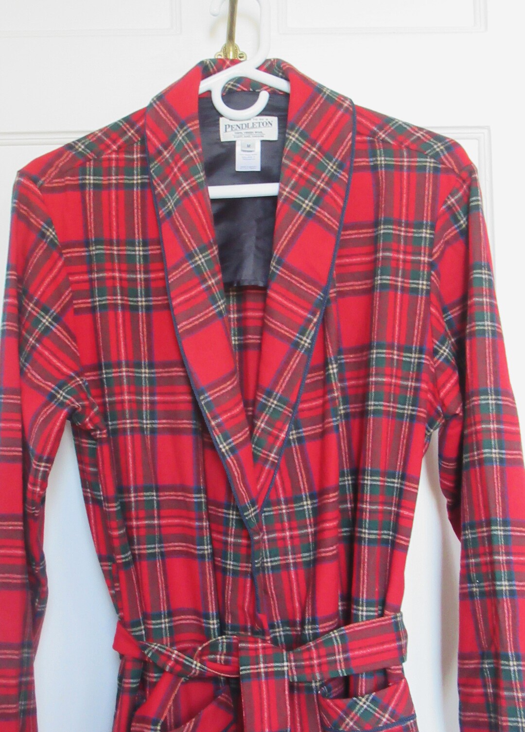 Vintage Pendleton Stewart Tartan Plaid Wool Robe M Lightweight Red ...