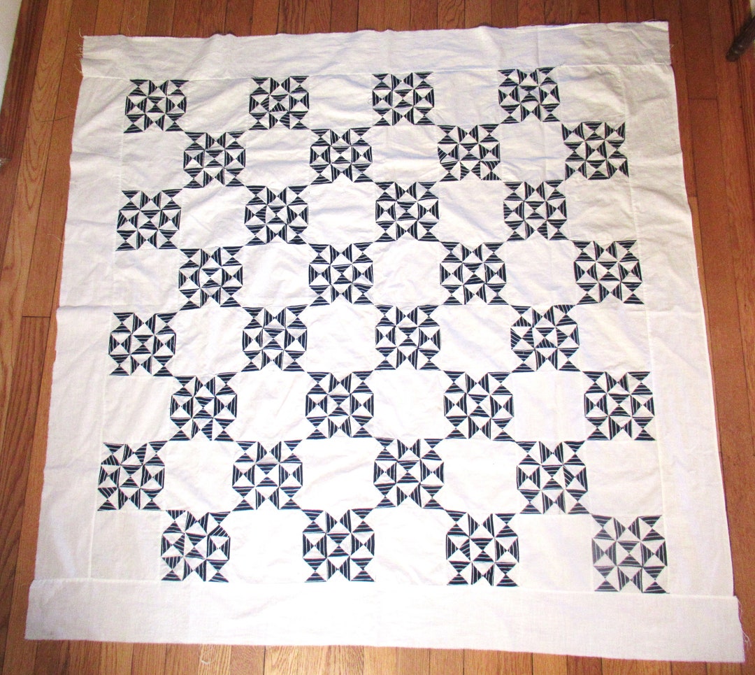 Antique Hourglass Patchwork Crib Quilt Top Hand Stitched C1900 49" X 50 ...