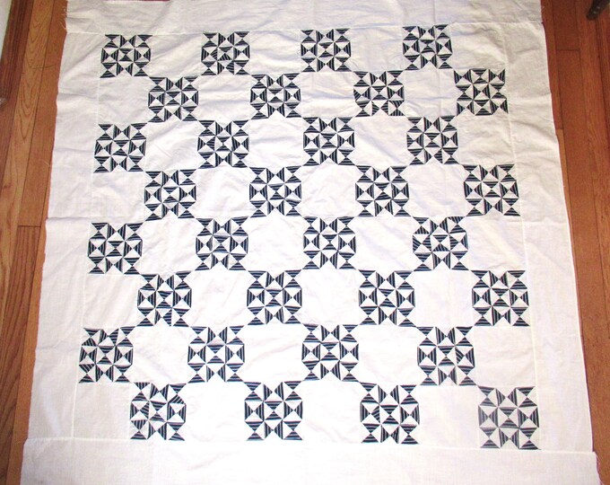 Antique Hourglass Patchwork Crib Quilt Top Hand Stitched C1900 49" X 50 ...