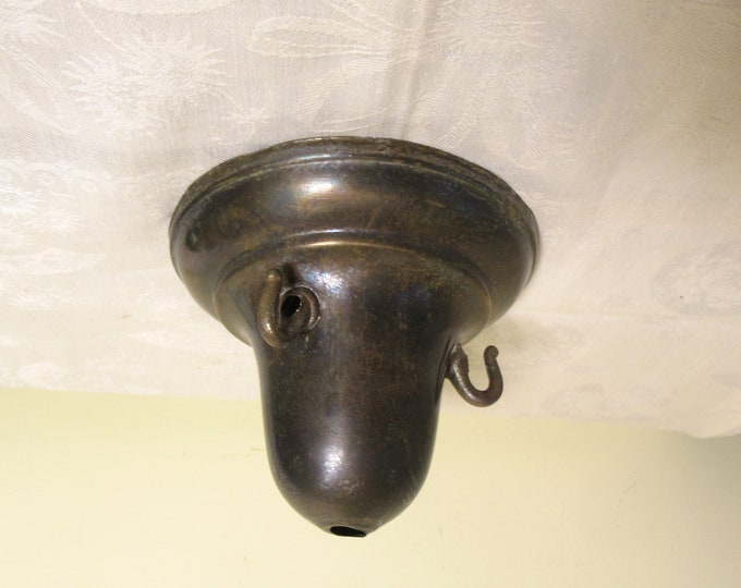 Turn- Of- The- Century Antique Brass Bell Canopy W/ 3 Chain Hooks ...