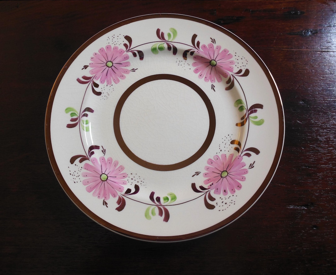 Vintage Pink Lustreware Dinner Plate: Daisy Floral Enoch Wedgwood Old ...