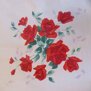 1950's Wilendure / Wilendur Red Royal Rose Tablecloth Floral 50" X 54 ...