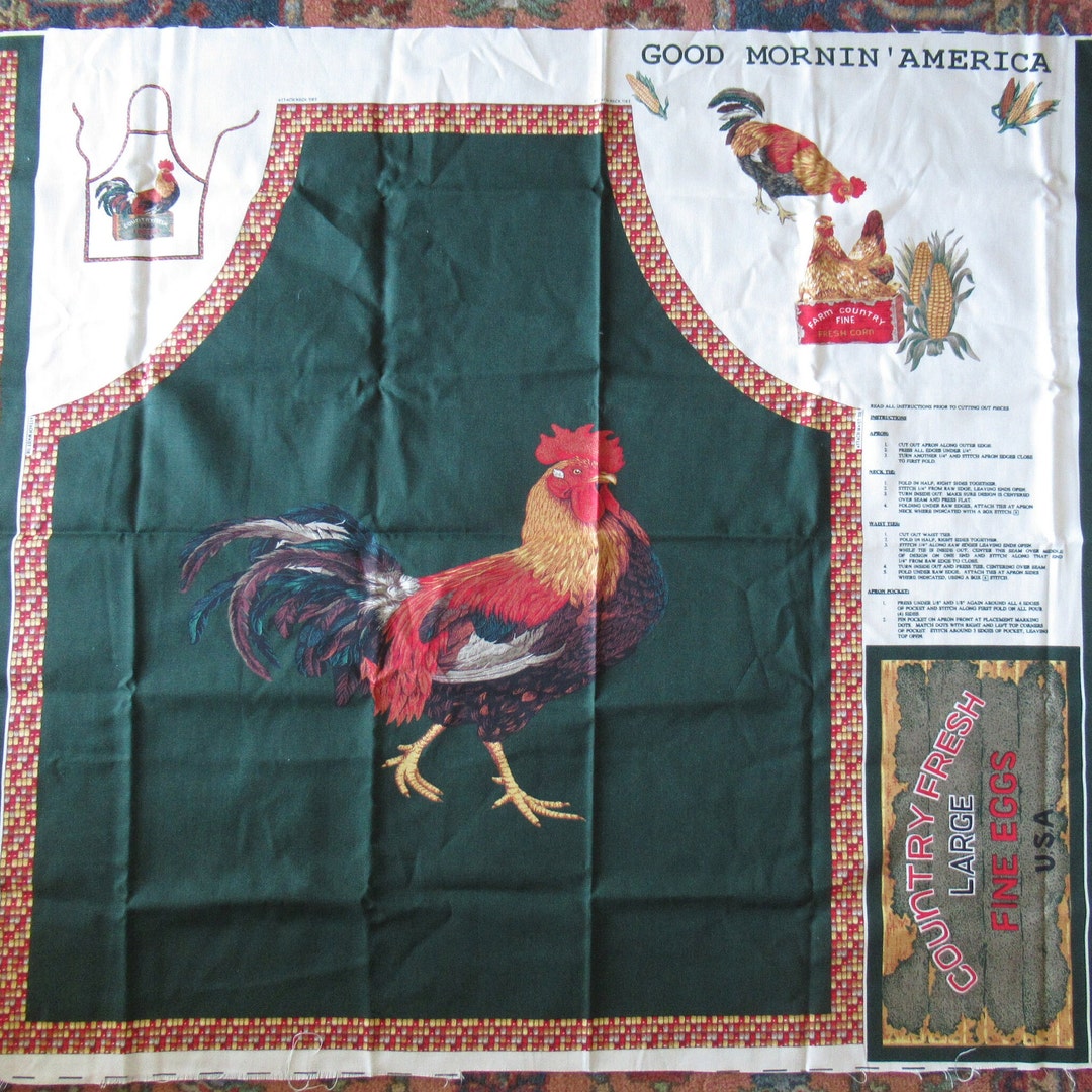 Vintage Rooster Apron Cut & Sew Pattern Springs Ind. Good Mornin ...
