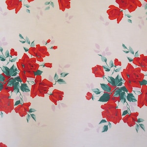 1950's Wilendure / Wilendur Red Royal Rose Tablecloth Floral 50" X 54 ...