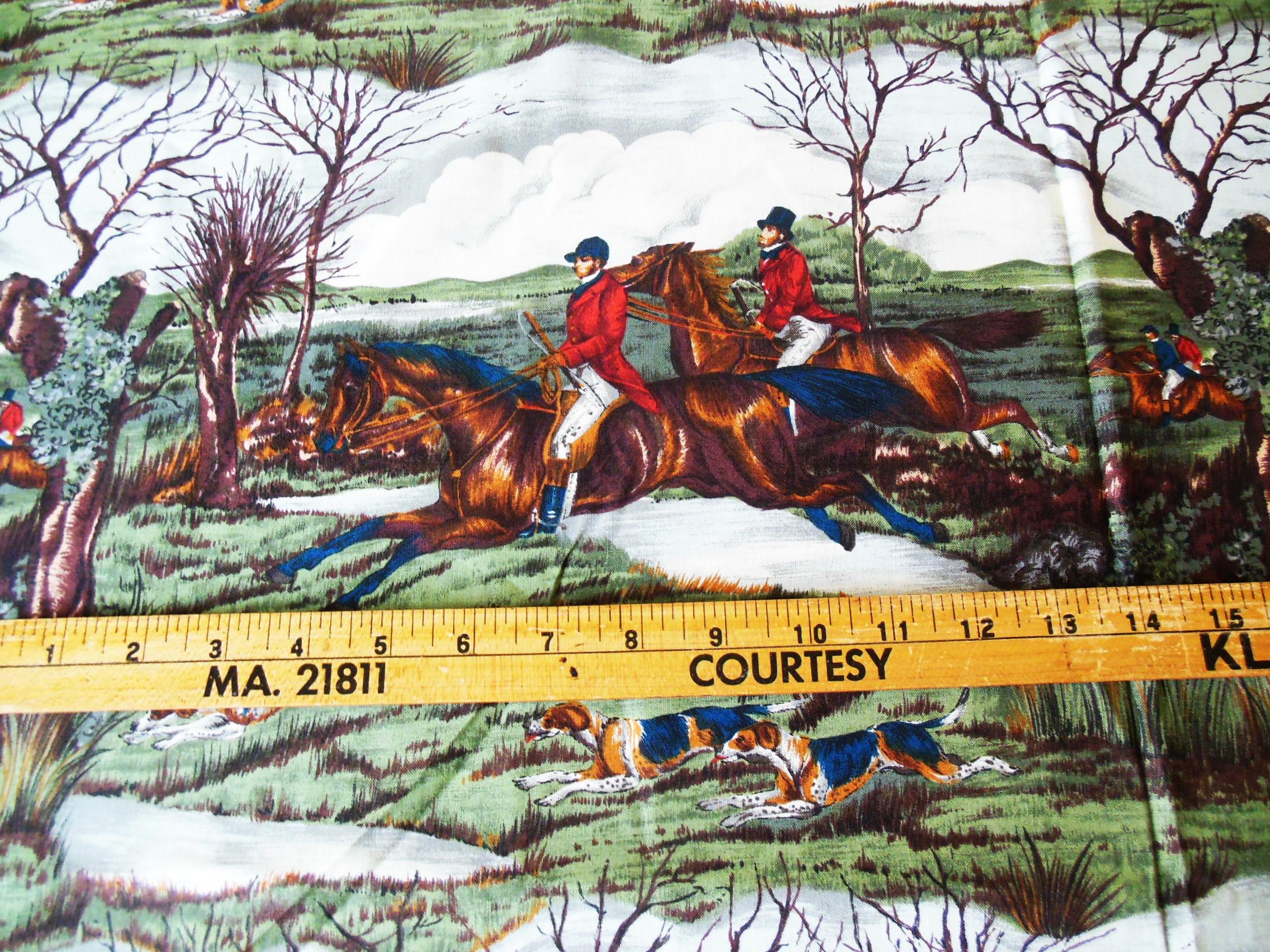 Vintage Fox Hunt Fabric: Alexander Henry Equestrian Print, 1993 - 2 ...