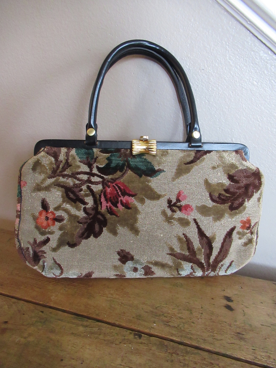 1950's Morris Moskowitz MM Handbag Cut Velvet Tapestry Julius ...