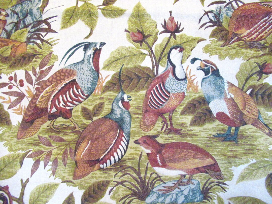 Vintage partridge Linen Fabric Reclaimed Drapery - Etsy
