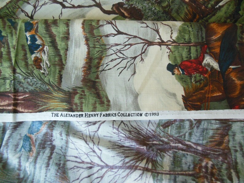 Vintage Fox Hunt Fabric: Alexander Henry Equestrian Print, 1993 - 2 ...