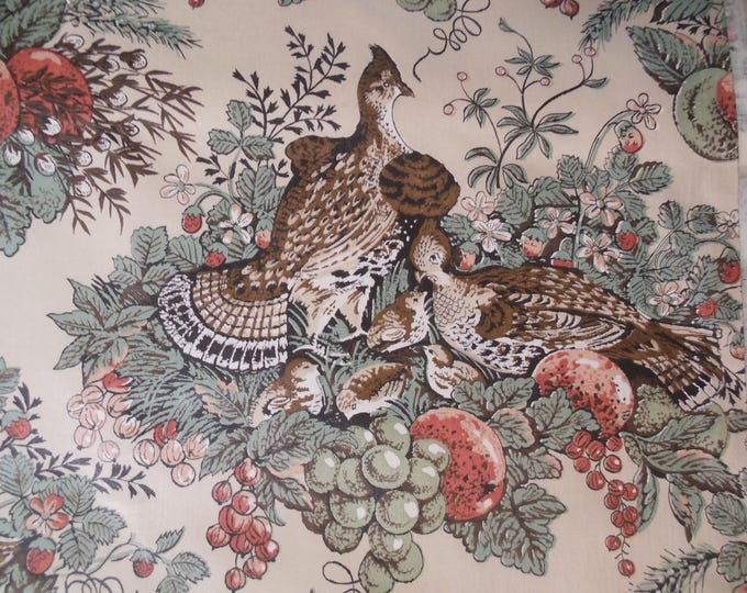 Vintage Game Birds Cotton Fabric: Quail, Pheasant & Grouse Print - 35 ...