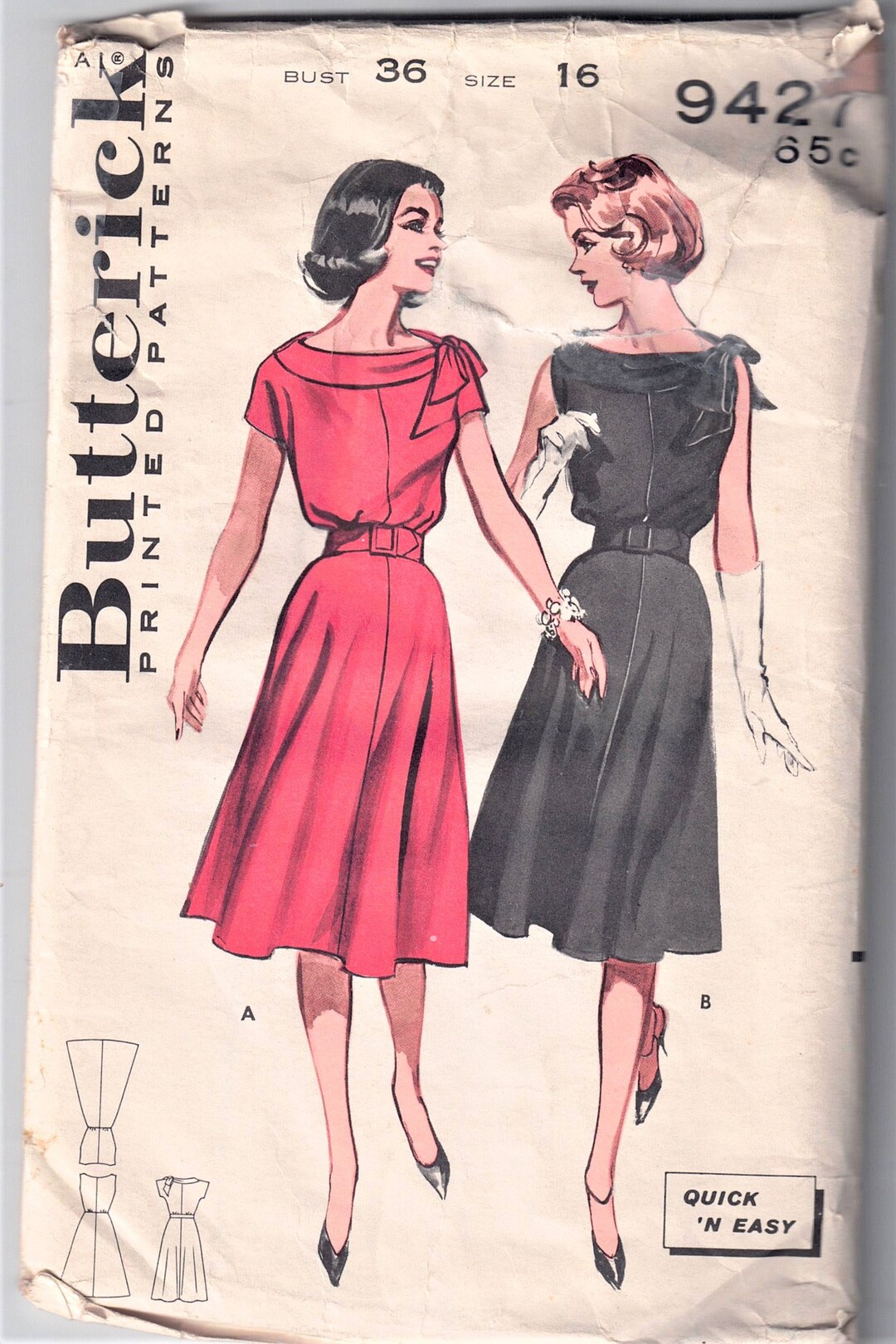 1960's Butterick Dress Pattern 9427 Size 16 Complete & Uncut - Etsy