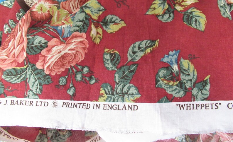 Vintage Whippet Dog Fabric: Lee Jofa GP&J Baker Scarlet Linen Blend - Etsy