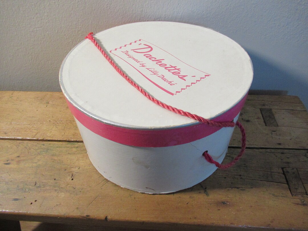 Vintage Dachettes' Round Paper Hat Box Lilly Dache Cream W/ Pink Trim ...