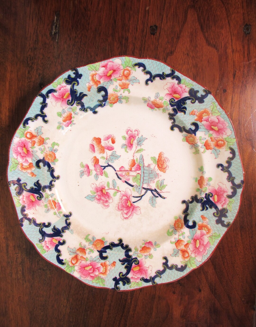 Antique Cauldon - W. H. Plummer New York Indian Tree Floral Scalloped ...