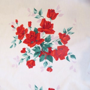 1950's Wilendure / Wilendur Red Royal Rose Tablecloth Floral 50" X 54 ...
