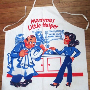 Vintage Mid-century mamas Little Helper Chef Apron Cotton Canvas Unused ...