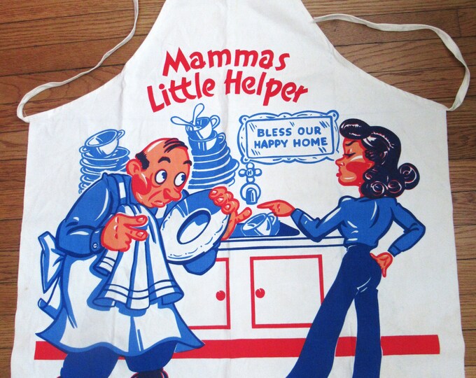 Vintage Mid-century "mamas Little Helper" Chef Apron Cotton Canvas ...