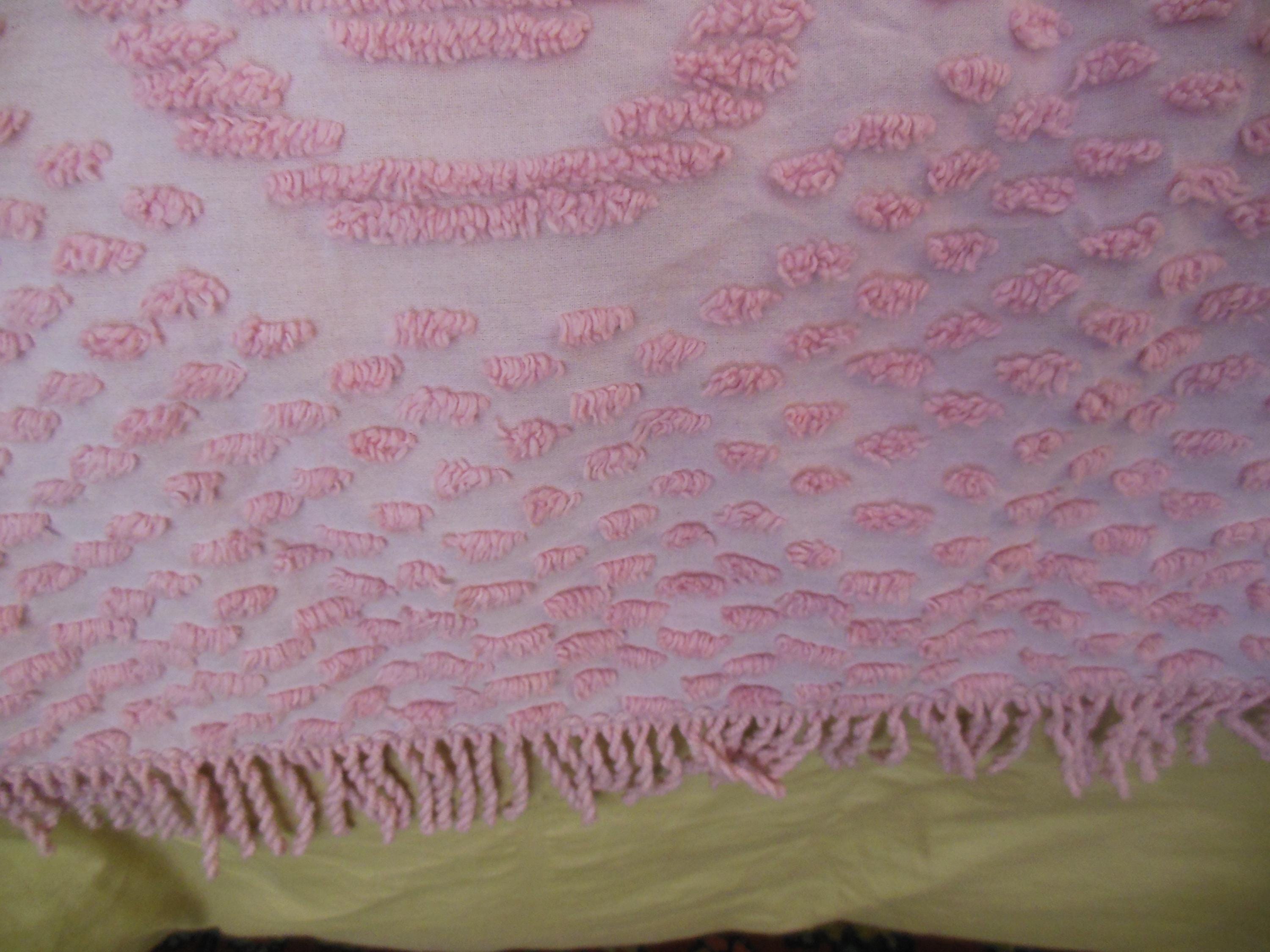 Vintage Pink Chenille Bedspread - Butterflies and Flowers - Etsy