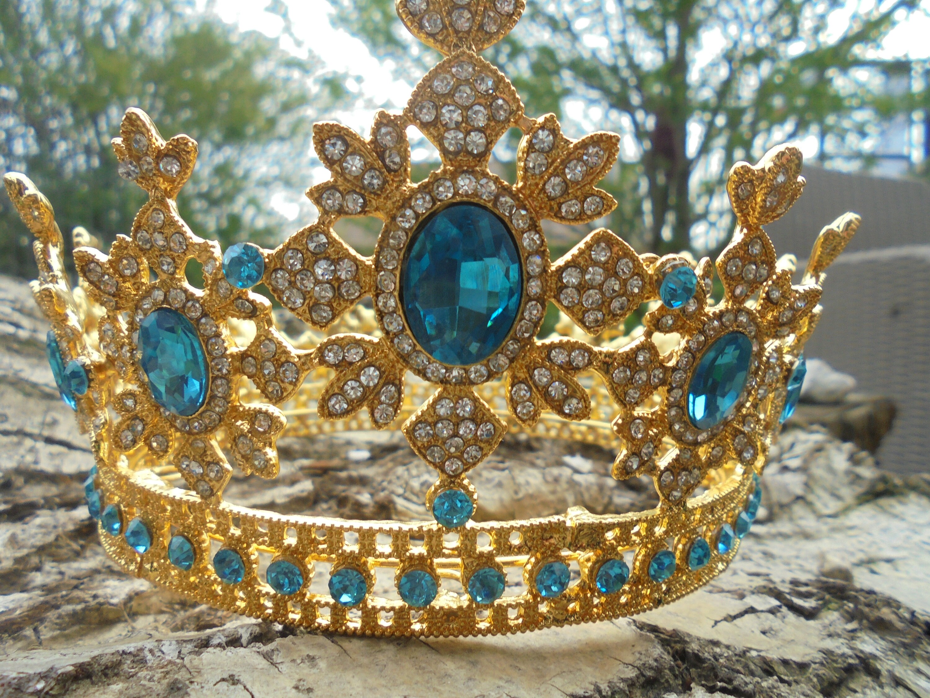 Wedding Blue Crown Gold / Swarovski Crystal CROWN ICE BLUE - Etsy