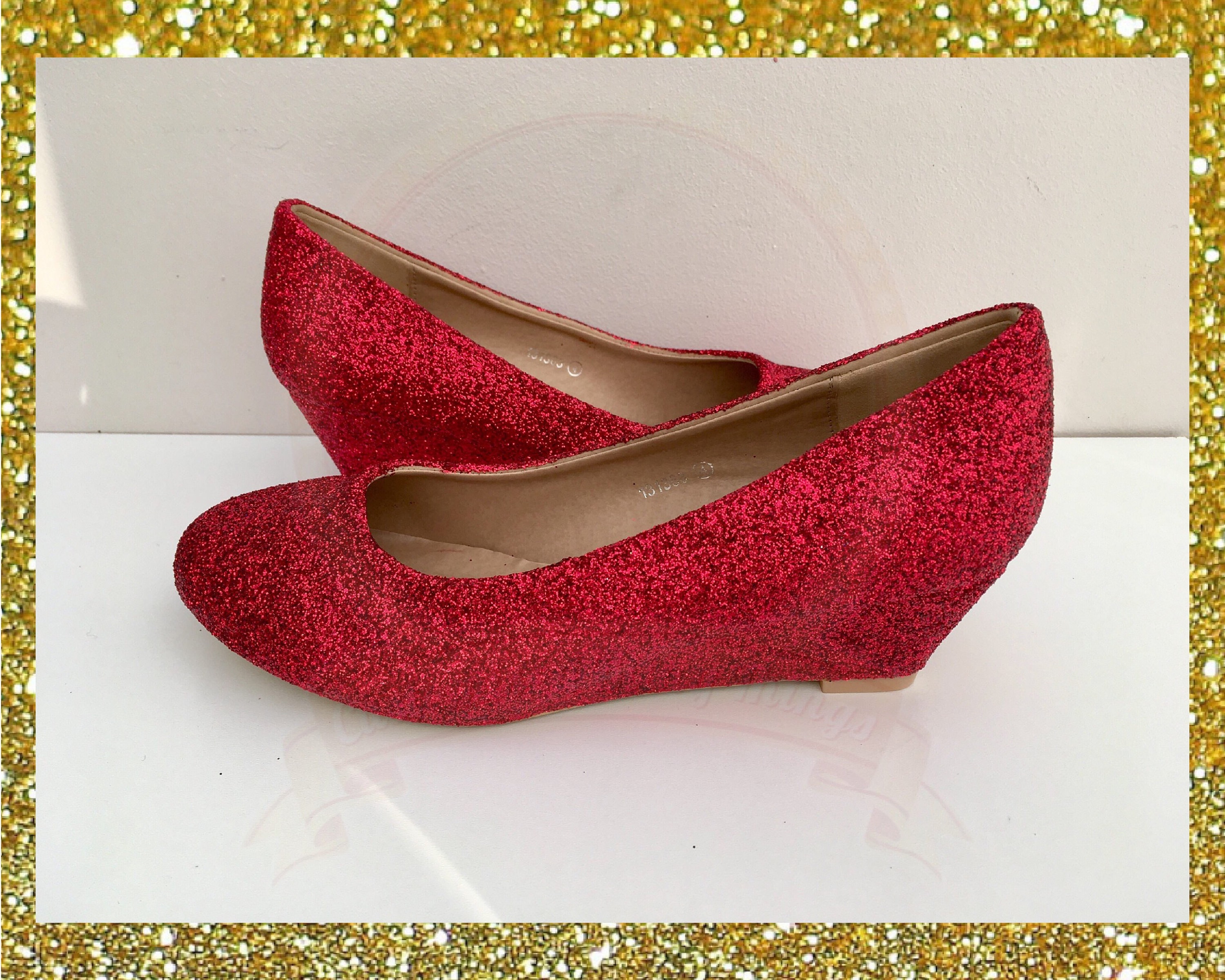 Red Glitter Wedges Low Heel Wedges Red Glitter Shoes Low | Etsy UK