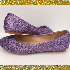 Purple Glitter Flats, Purple Ballet Flats, Glitter Shoes Lilac, Flat ...