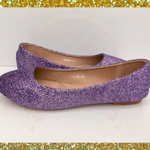 Purple Glitter Flats, Purple Ballet Flats, Glitter Shoes Lilac, Flat ...