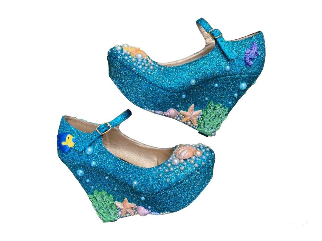 Under the Sea High Platform Glitter Wedges Mermaid Shoes Wedding Shoes ...