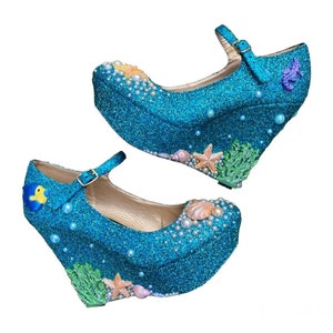 Under the Sea High Platform Glitter Wedges Mermaid Shoes Wedding Shoes ...