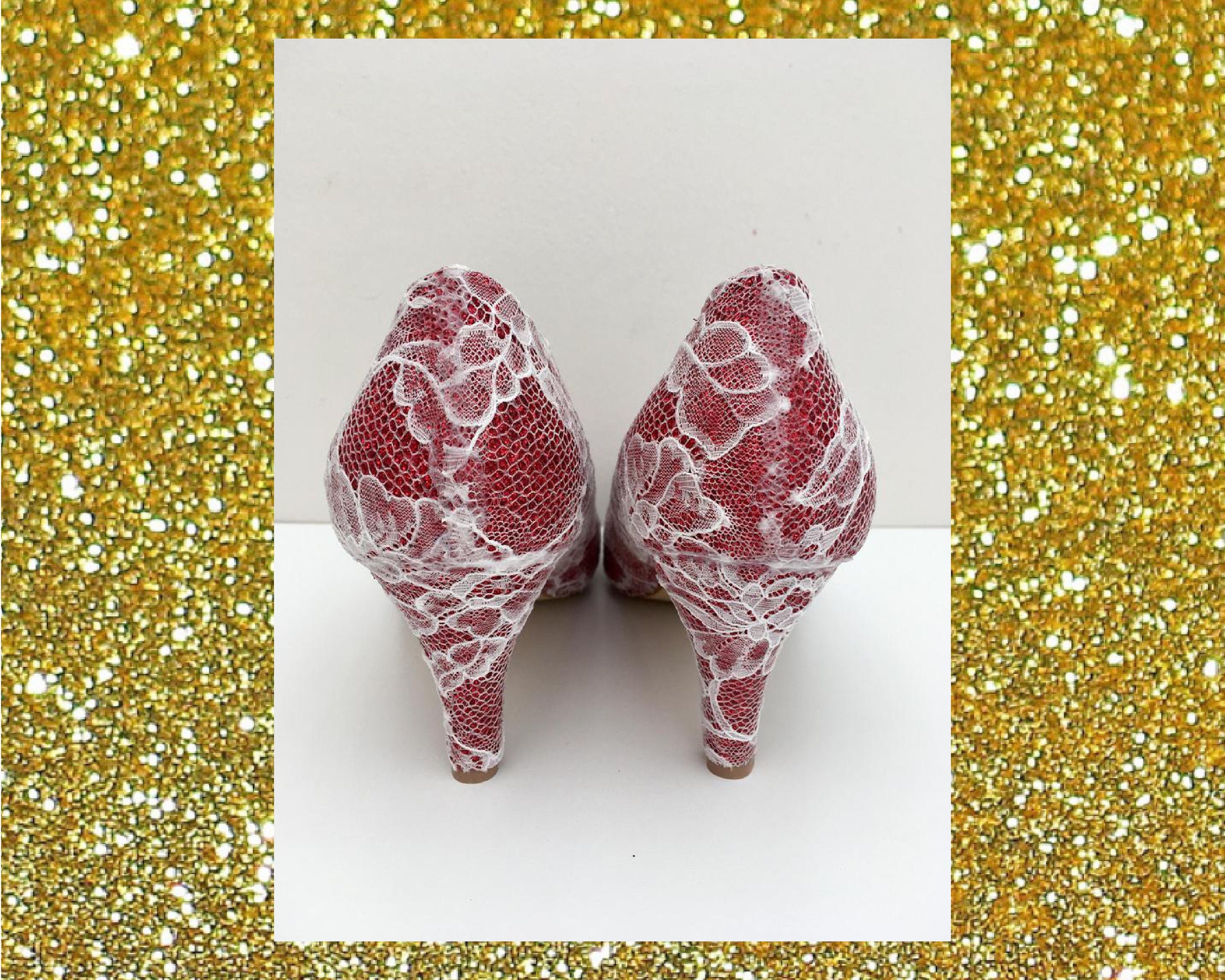 Red glitter lace heels Red glitter heels Glitter bridal | Etsy
