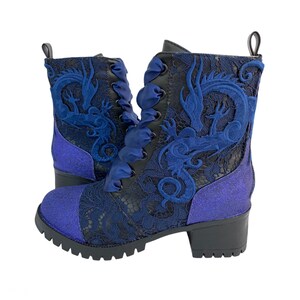 Navy Dragon Boots, Dragon Lace Boots, Navy Lace Boots, Navy Bridal ...