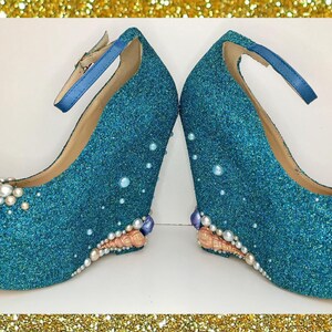 Under the Sea High Platform Glitter Wedges Mermaid Shoes Wedding Shoes ...