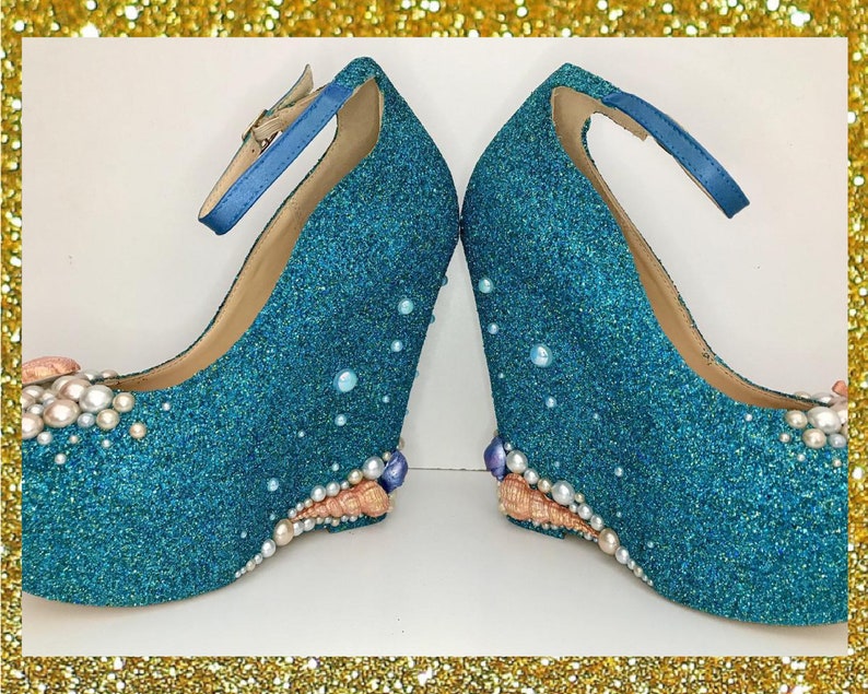 Under the Sea High Platform Glitter Wedges Mermaid Shoes Wedding Shoes ...