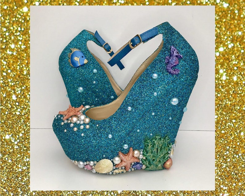 Under the Sea High Platform Glitter Wedges Mermaid Shoes - Etsy