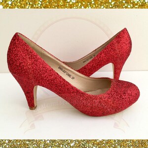 Red Glitter Heels, Red Court Heels, Red Glitter Shoes, Custom Glitter ...