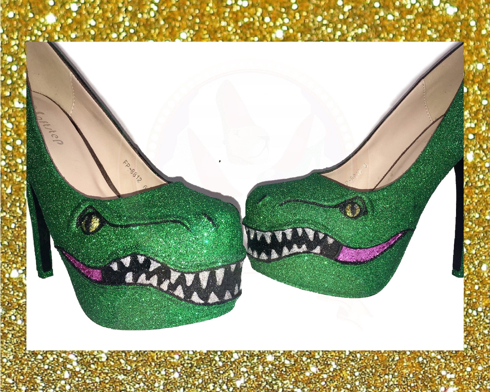 Sculpted Dinosaur Shoes, T-rex Platform Heels, Dinosaur Glitter Heels ...