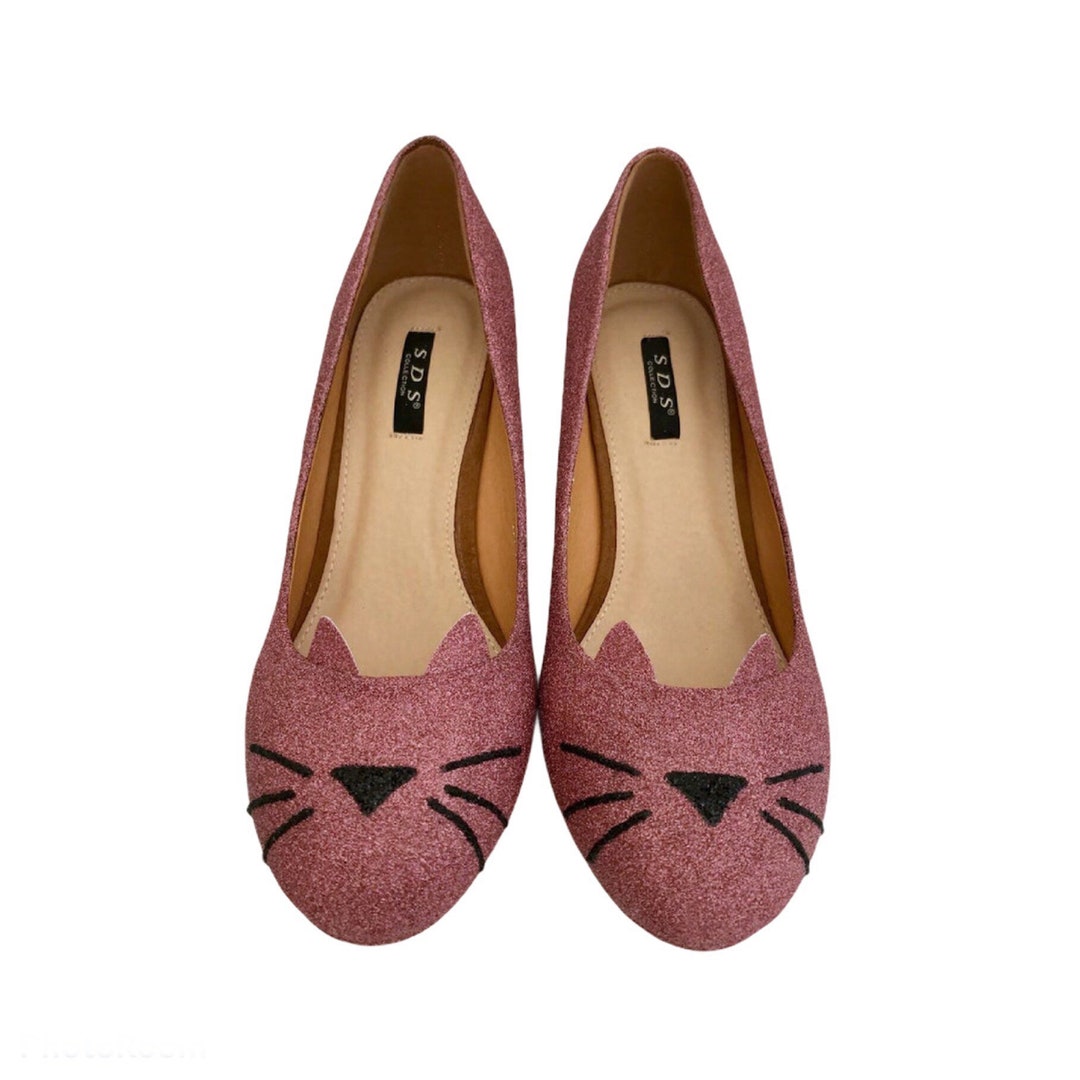 Blush Cat Heels, Cute Cat Shoes, Glitter Cat Shoe, Blush Glitter Heels ...