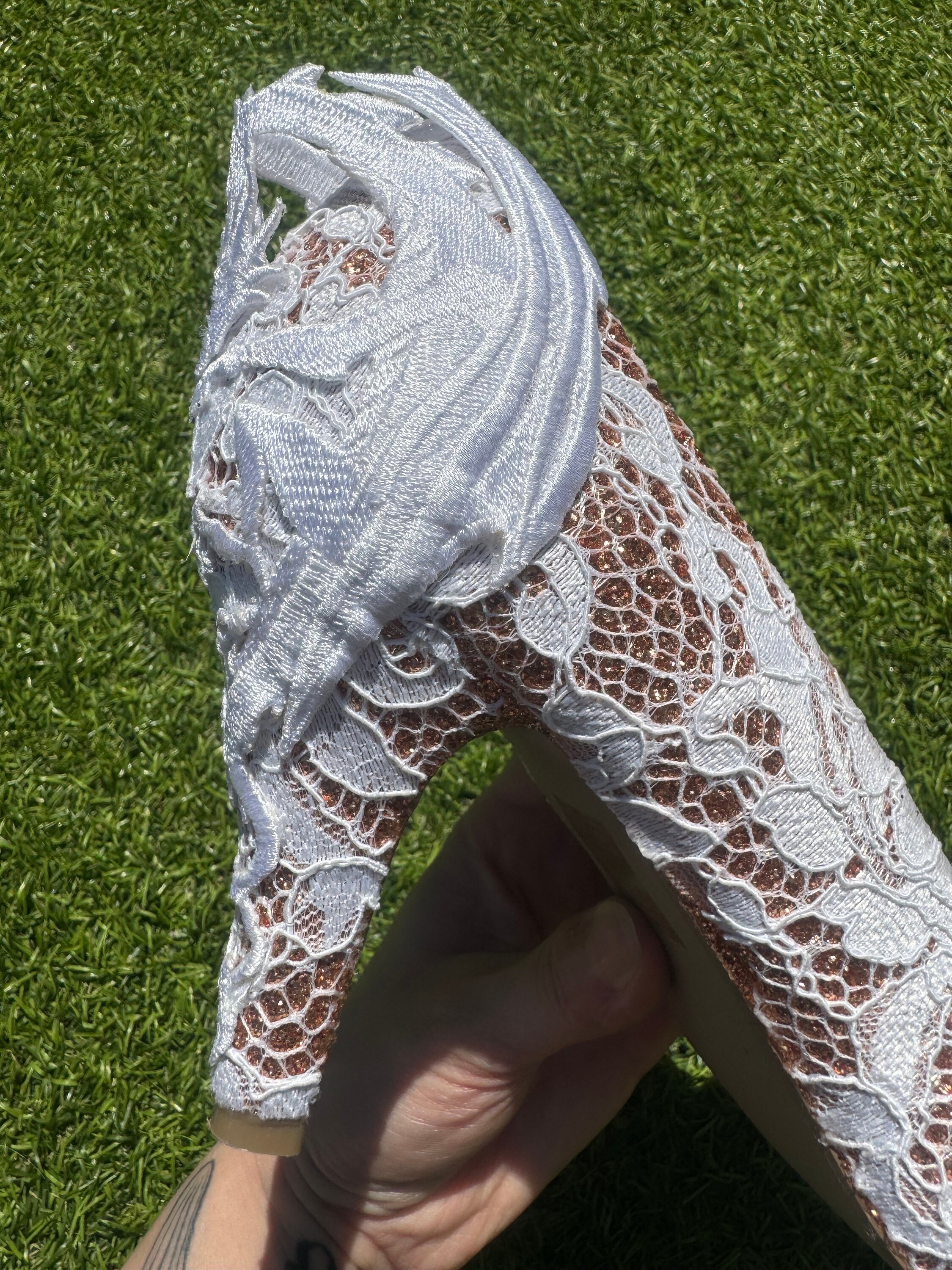 Fantasy Dragon Shoes, Lace Bridal Shoes, Rose Gold Heels, Dragon Bridal ...