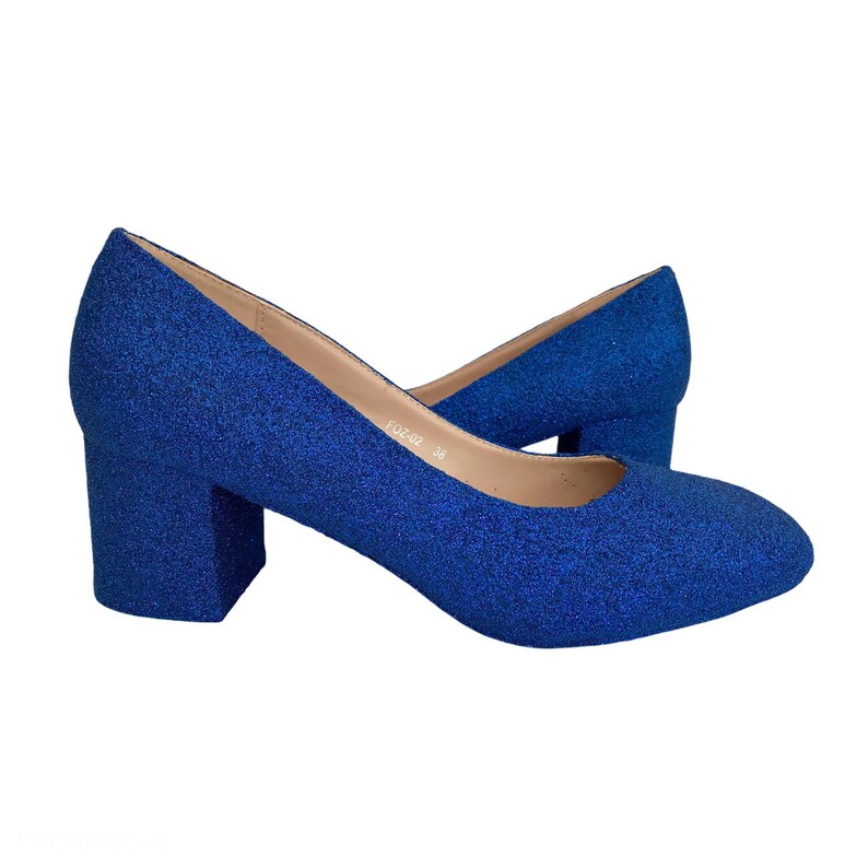 Dark Royal Blue Block Heels, Glitter Heels Blue, Royal Blue Wedding ...