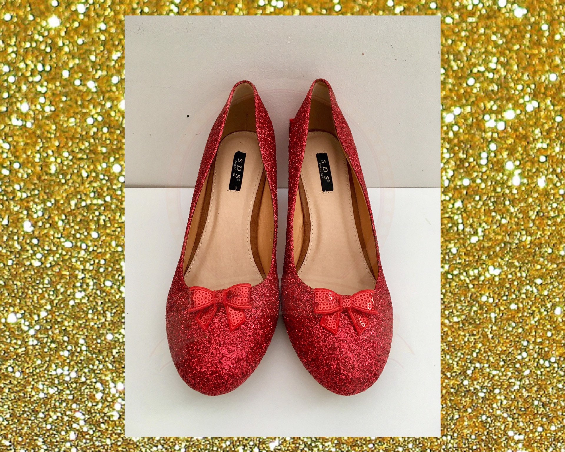 Ruby Slipper shoes Red glitter shoes Ruby red shoes Wizard | Etsy