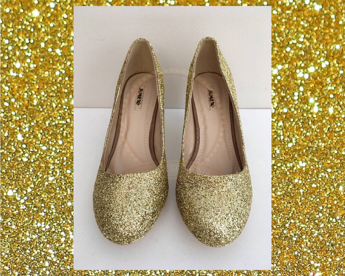 Gold Glitter Heels Champagne Gold Shoes Gold Bridal Heels - Etsy