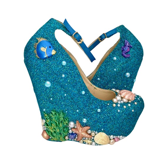 Under the Sea High Platform Glitter Wedges Mermaid Shoes | Etsy