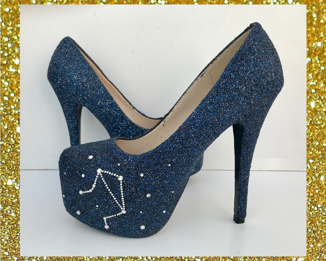 Star Sign Heels, Constellation Shoes, Custom Glitter Heels, Star Sign ...