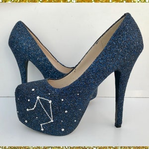 Star Sign Heels, Constellation Shoes, Custom Glitter Heels, Star Sign ...