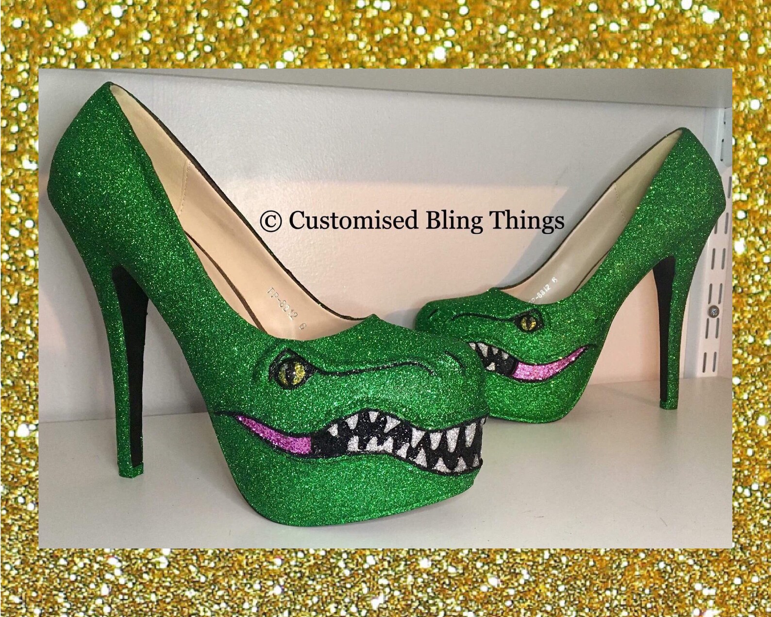 Sculpted Dinosaur Shoes, T-rex Platform Heels, Dinosaur Glitter Heels ...