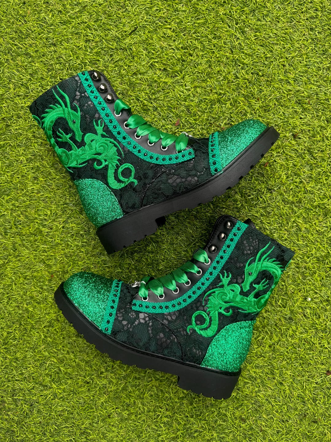 Emerald Green Dragon Boots, Green Dragon Boots, Custom Dragon Boots ...