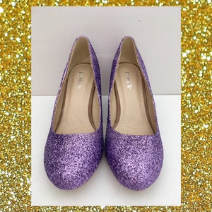 Purple Glitter Shoes, Purple Bridal Heels, Glitter Shoes Lilac, Purple ...