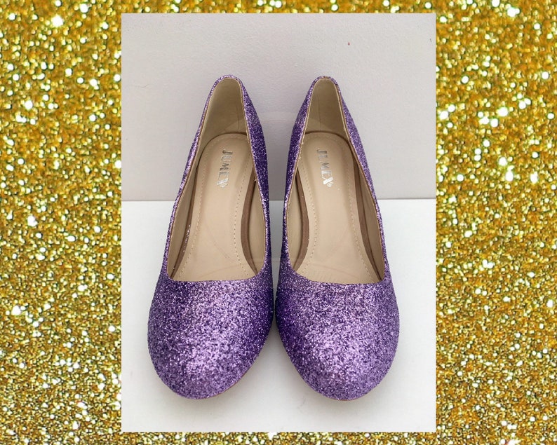 Purple glitter shoes Purple bridal heels Glitter shoes | Etsy